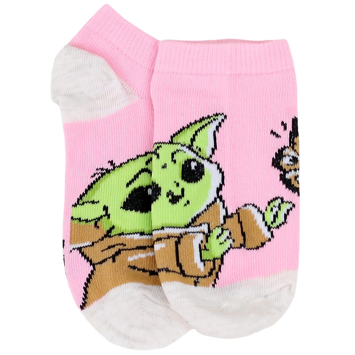 STAR WARS Little Girl's 5 Pack The Mandalorian Baby Yoda No Show Socks, Medium, Pink/Grey Heather