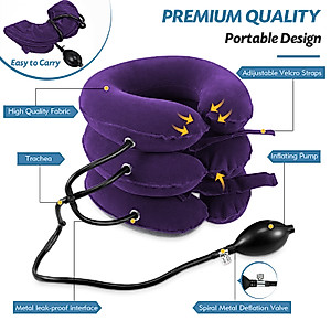 Jaximy Neck Stretcher for Neck Pain Relief, Cervical Traction Device, Neck Traction Device, Adjustable Inflatable Neck Brace & Cervical Neck Traction Device Home Use Decompression(Purple)