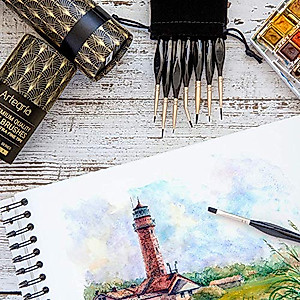 ARTEGRIA Detail Paint Brush Set - 8 Miniature Paint Brushes - Extra Fine Tips Ergonomic Handles Angled Spotter for Small Scale Models Warhammer 40k Paint by Numbers for Adults - Acrylic Watercolor Oil