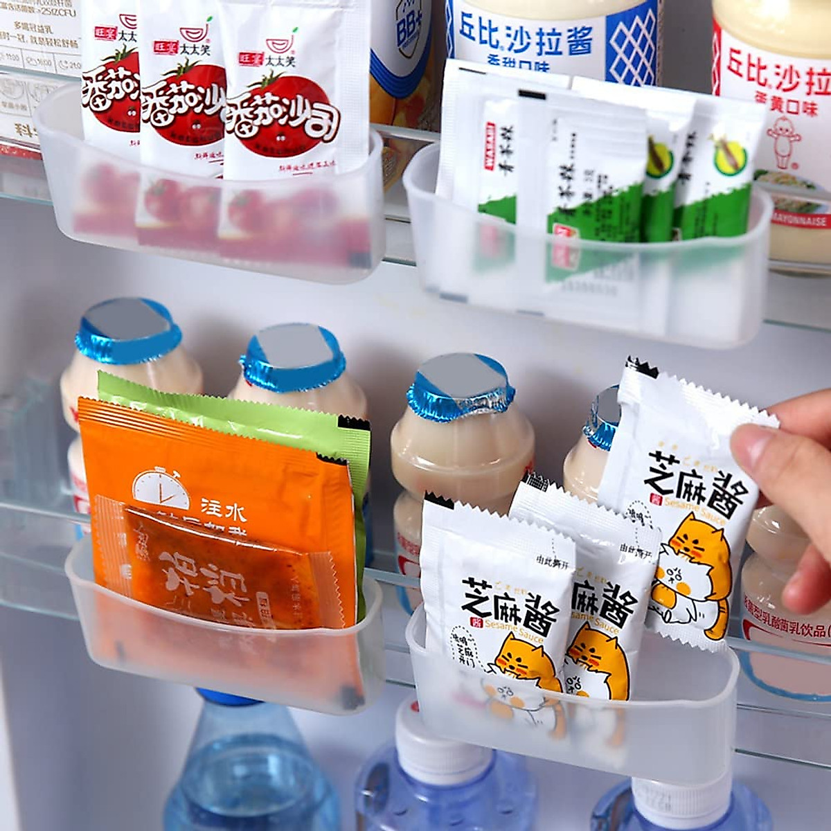 VALINK Fridge Drawer Organizer, Refrigerator Organizer Bins, Storage Box with Hook Fridge Shelf Holder Shelf for Fridge Shelf