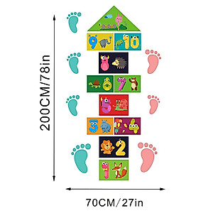 HUIGOU Cartoon Numbers Game Lattice Floor Sticker Planet Astronaut Hopscotch Home Wall Decor Removable Creative Jumping Gird Art Floor Decals for Baby Kids Room Nursery Classroom Play Room,10 Numbers