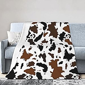 Artfuy Cow Print Blanket Microfiber Sherpa Fleece Throw Blanket Super Soft Lightweight Fuzzy Flannel Cozy Warm Plush Blankets for Couch Sofa Bed Office
