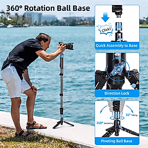 SIRUI P-325FL Carbon Fiber Monopod with Feet, 67" Professional Monopod for Cameras, Lightweight Travel Monopod for DSLR Camera, Max Load 22lbs, 360° Panorama, 5-Section, Quick Release Plate