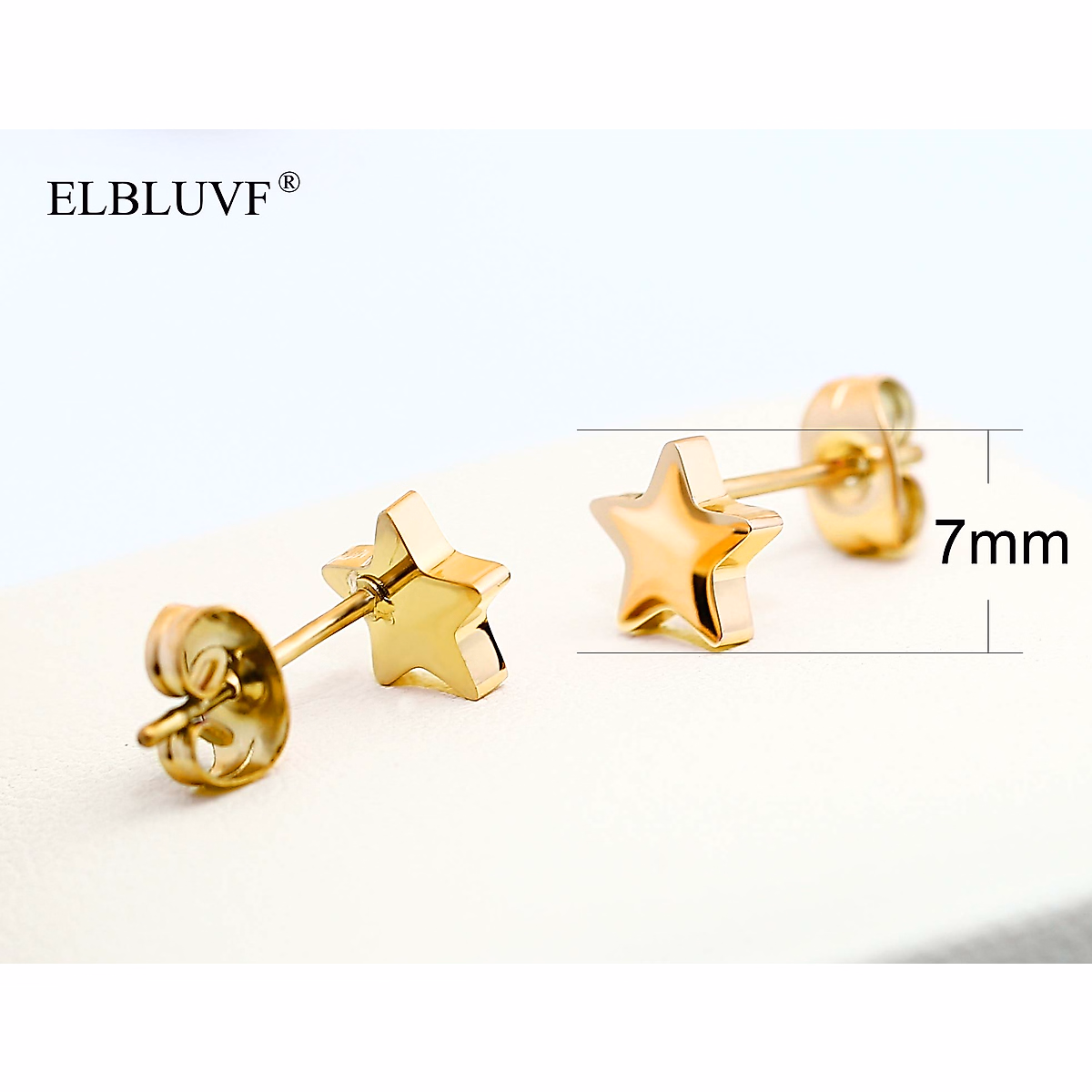 ELBLUVF Stainless Steel Women Crescent Moon and Star Lucky Stud Earrings Choose Colors (Gold star + star)