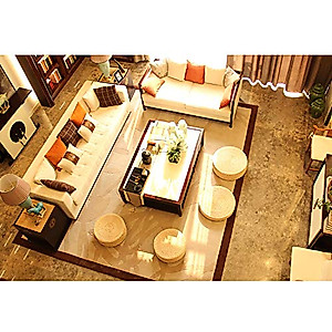 MAHAO 2 Pack Japanese Style Handcrafted Eco-Friendly Padded Knitted Straw Flat Seat Cushion,Hand Woven Tatami Floor Cushion Corn Maize Husk (2 Pack 15.8x4.3)