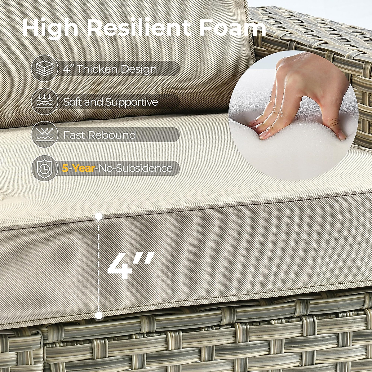 HOOOWOOO Outdoor Sectional Patio Furniture Set with Fire Pit Table,13 Pieces Wicker Conversation Sets L Shaped Couch,Extra Deep Out Door Sofa Outside Furniture with Swivel Chairs,Beige