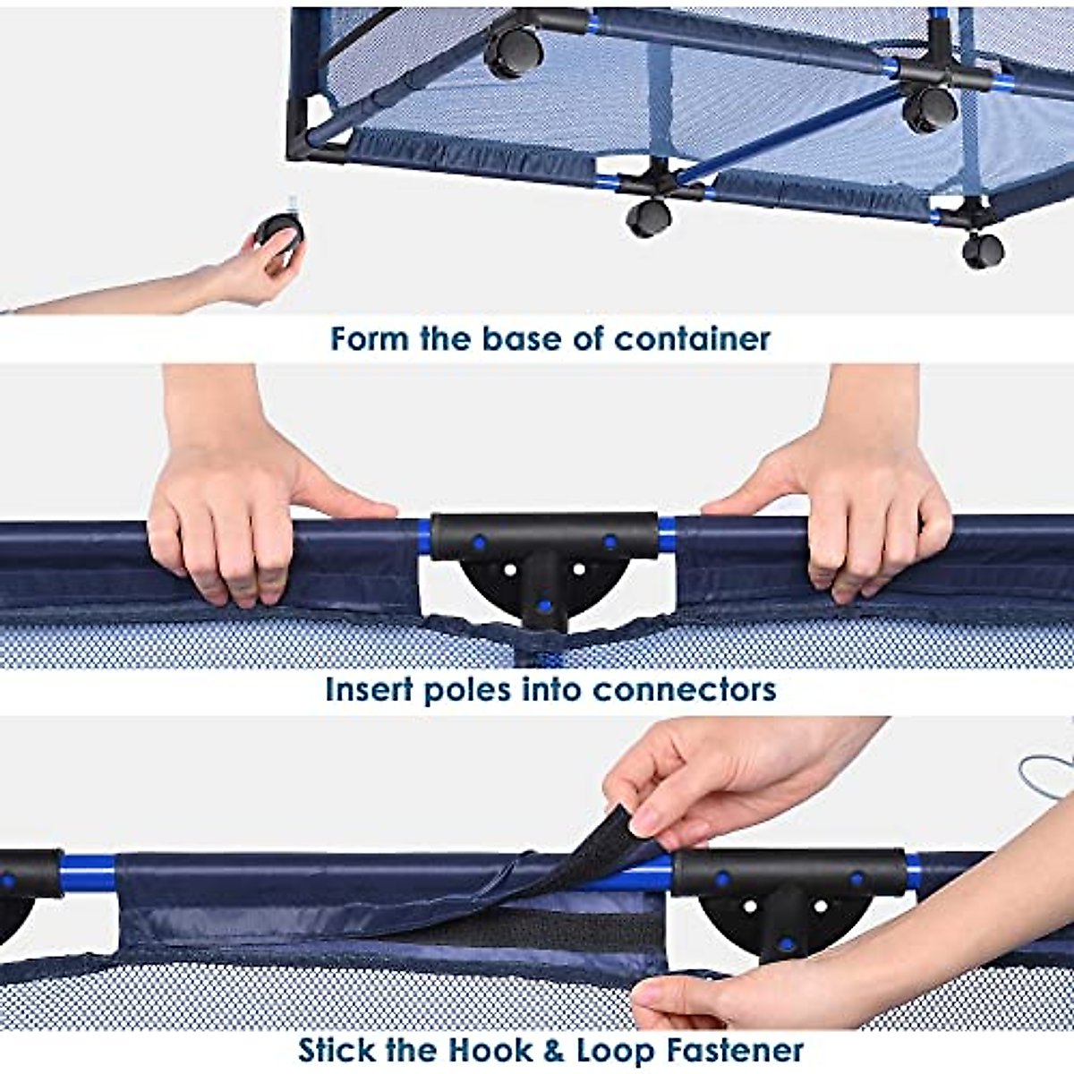 Yescom 36"x24"x35" Mesh Pool Storage Bin Netting Organizer Rolling Storage Cart Metal Frame Float Goggles Container Backyard Garage
