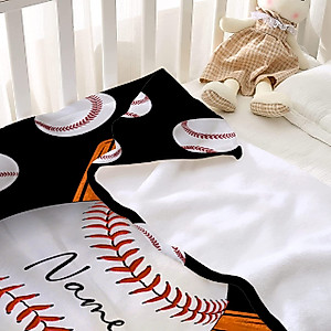 Ottoy Personalized Blanket Baseball Throw Blanket for Couch Custom Blanket with Name Lightweight Plush Fuzzy Blanket 50"x40" for Kids