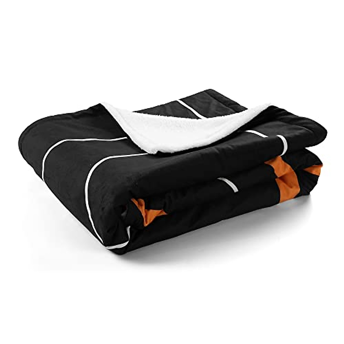 Lush Decor Basketball Game Sherpa Throw Blanket, 60" x 50", Black & Orange