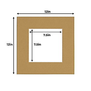 8x8 Mat for 12x12 Frame - Precut Mat Board Acid-Free Rattan Beige 8x8 Photo Matte For a 12x12 Picture Frame, Premium Matboard for Family Photos, Show Kits, Art, Picture Framing, Pack of 25 Mats