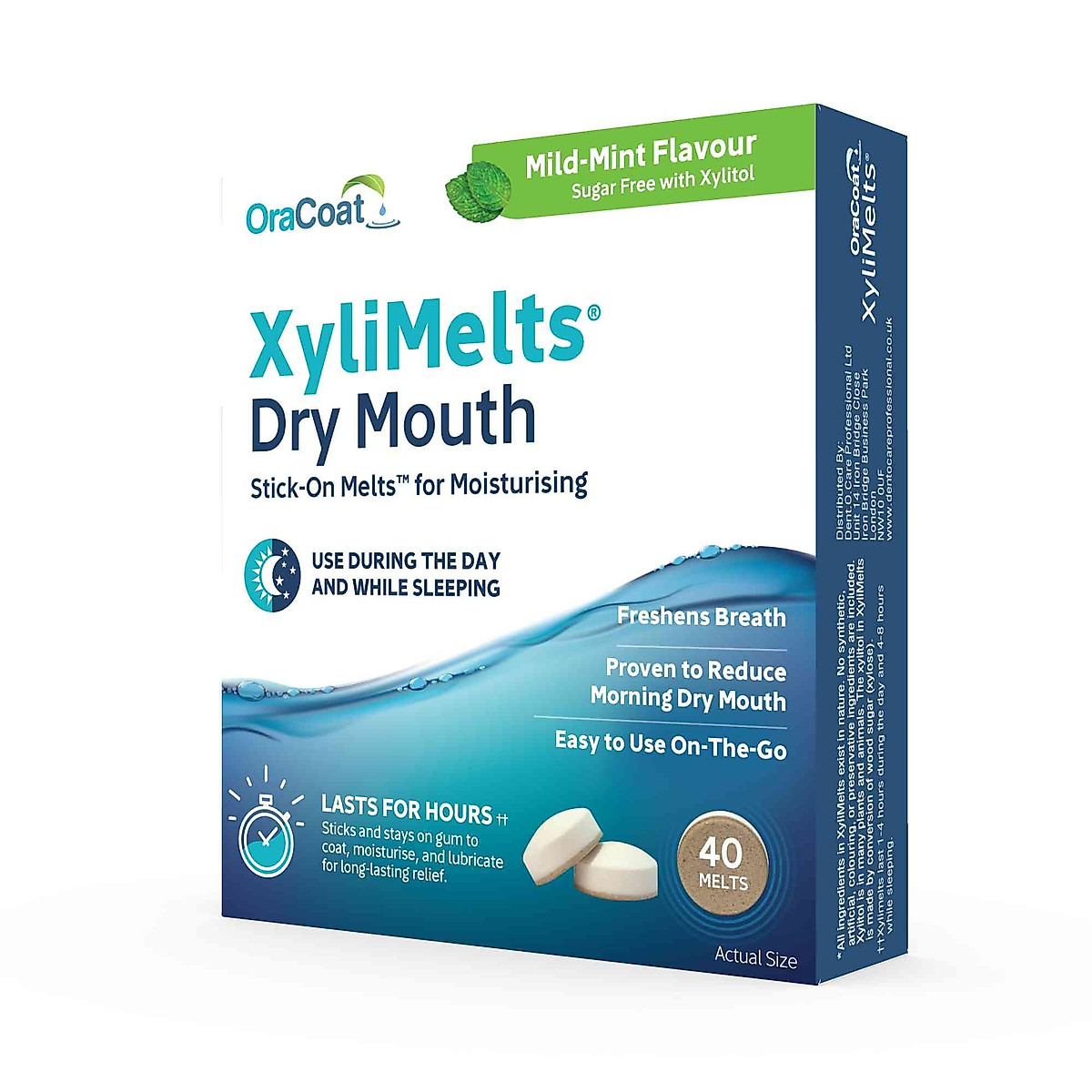 OraCoat XyliMelts Mild Mint for Dry Mouth, 40-Count, 7-40-UK