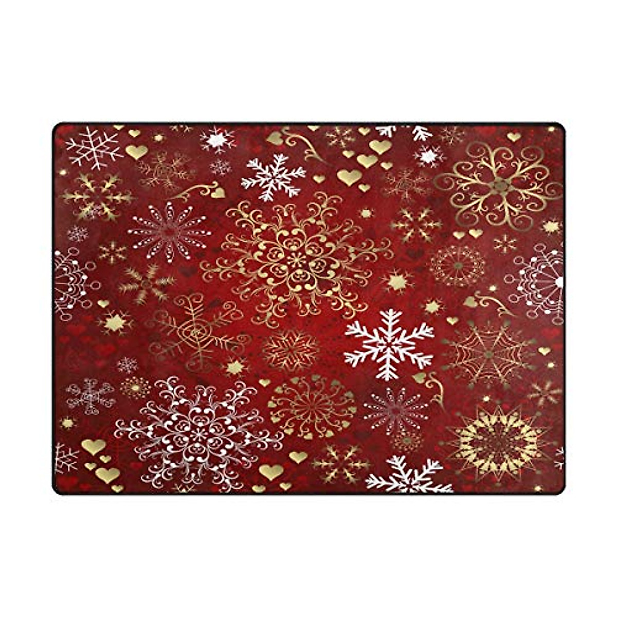 ALAZA Christmas Red Gold and White Snowflake Winter Area Rug Rugs for Living Room Bedroom 7' x 5'