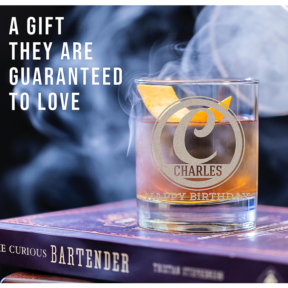 Personalized Etched 11oz Whiskey Glass - Custom Engraved Bourbon Christmas Gifts for Men, Dad Scotch Drinking Birthday Glasses, Groomsmen, Liquor Cocktail Rocks Old Fashioned, Bratton Monogram