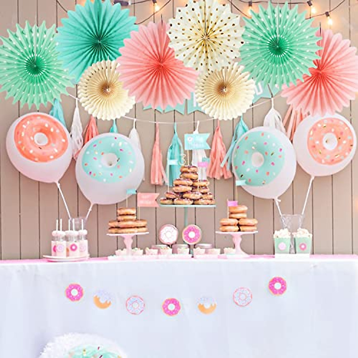 Mint Green Cream Pink Paper Fans Hanging Paper Honeycomb Decoration Baby Shower Bridal Shower Princess Mint Birthday Party Decorations