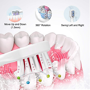 Replacement Toothbrush Heads Compatible with Flexforce Electric, Soft Dupont Bristles Head (Red)