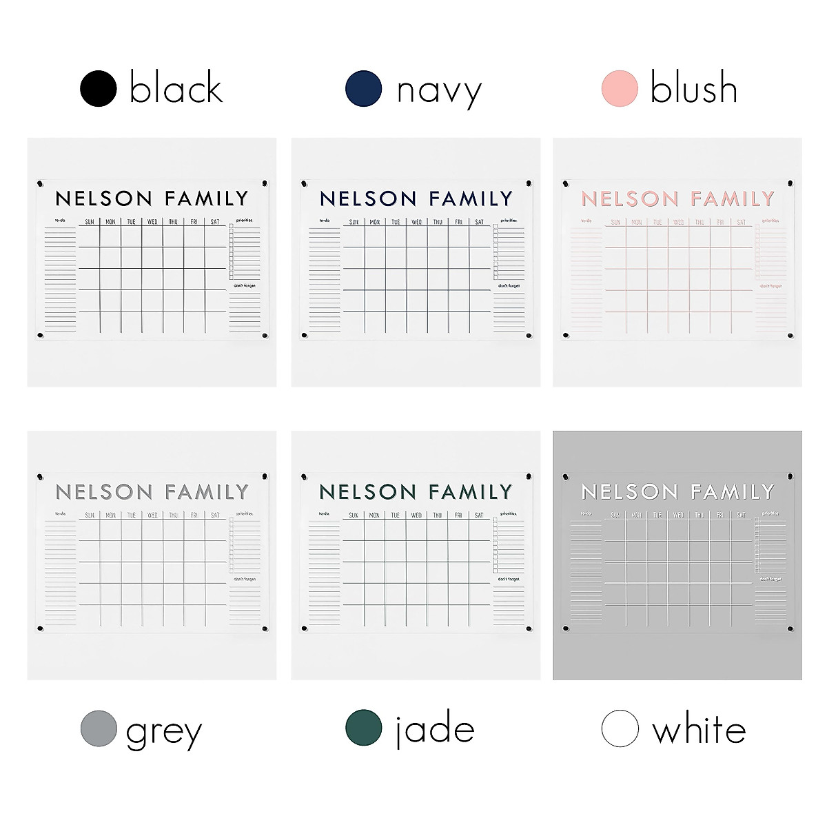 Large Acrylic Calendar, Dry Erase Monthly Acrylic Calendar, Dry Erase Wall Calendar