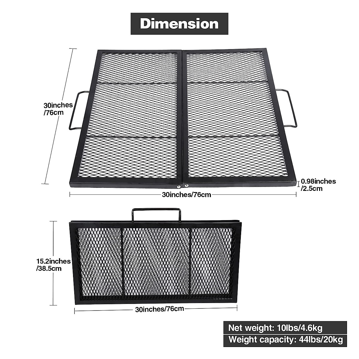 Lineslife Square Fire Pit Cooking Grill Grates, Folding Outdoor ...