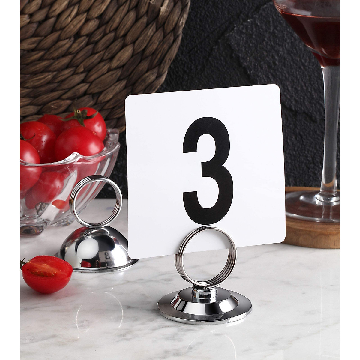 New Star Foodservice 23398 Ring-Clip Table Number Holder/Number Stand/Place Card Holder, Set of 12, 1.5-Inch