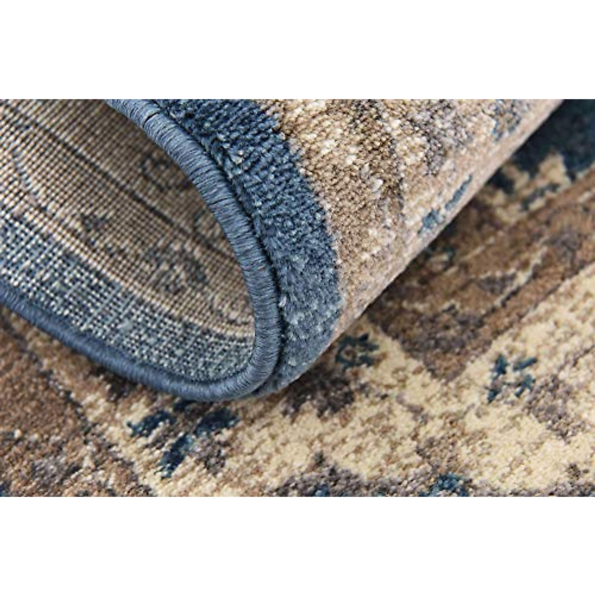 Unique Loom Salzburg Collection Classic Traditional Medallion Design Oriental Inspired Area Rug, 4' 0" x 4' 0", Blue/Beige