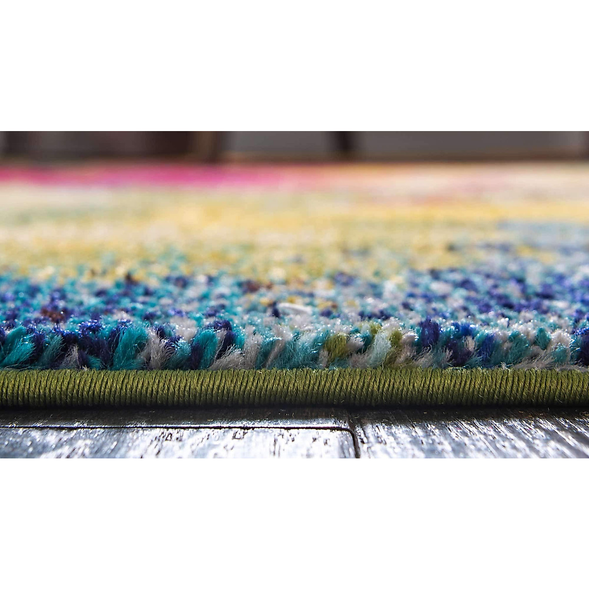 Unique Loom Estrella Collection Colorful, Abstract, Watercolor, Modern, Eclectic Area Rug, 6 ft x 6 ft, Multi/Beige