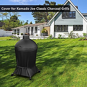 Grisun Grill Cover for Kamado Joe Classic Joe 18 inch Grill, Anti-Fade Waterproof Grill Cover for Large Big Green Egg and Char-Griller, Replacement Cover for KJ-GC23BWFS, Special Zipper Design, Black