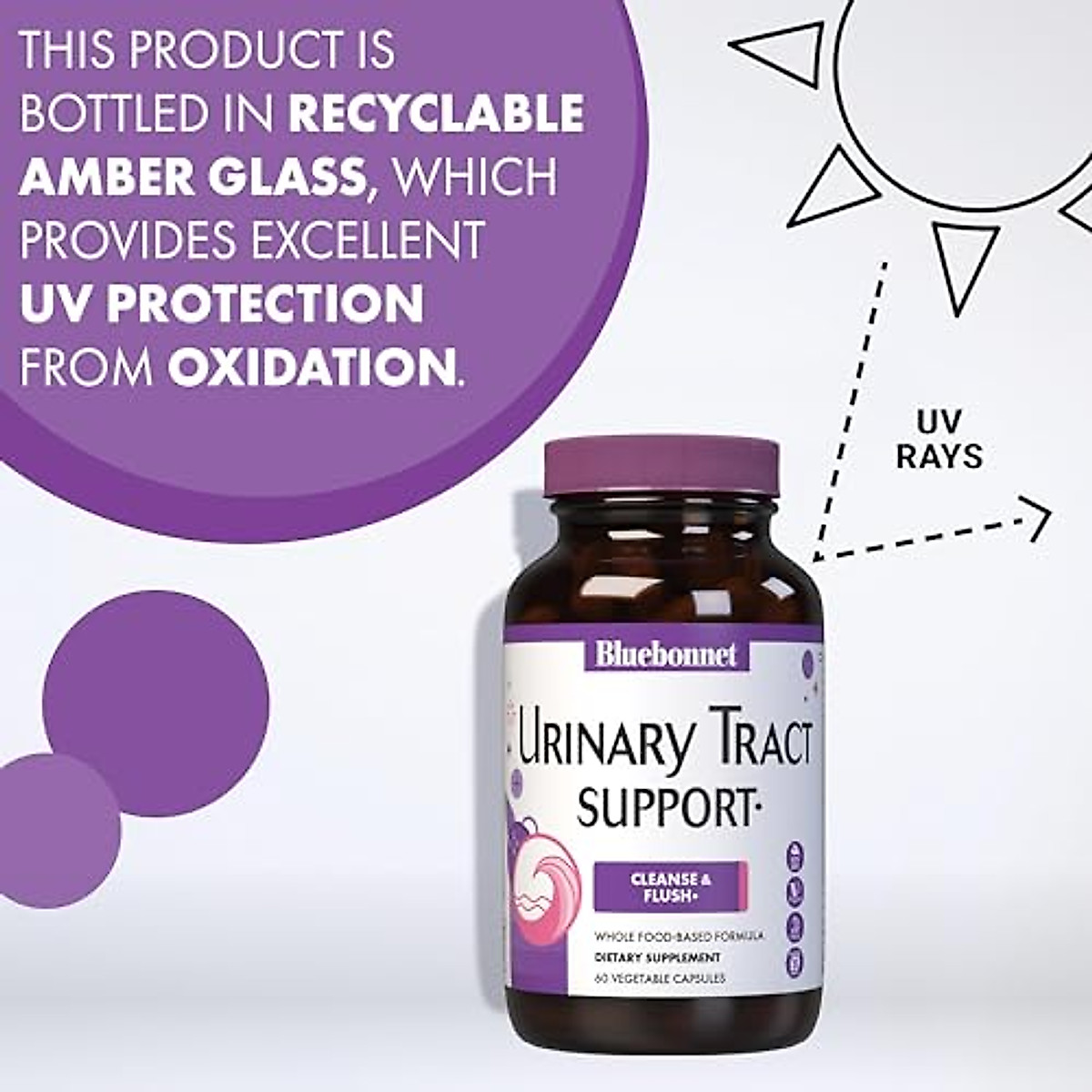 Bluebonnet Nutrition Urinary Tract Support, Cleanse & Flush*, Soy-Free, Gluten-Free, Kosher-Certified, Non-GMO, Dairy-Free, Vegan, 30 Vegetable Capsules, 15 Servings