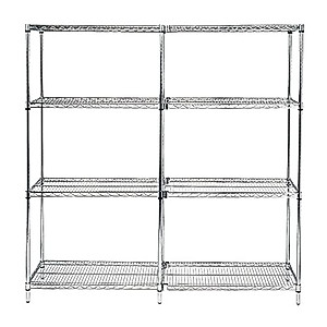 Quantum Storage Systems WR54-1448C Starter Kit for 54" High 4-Tier Wire Shelving Unit, Chrome Finish, 14" Width x 48" Length x 54" Height