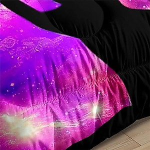 GIVOOKO Kids Comforter Set Twin Butterfly Bedding Sets Cute Cat Bedding Comforter Sets for Girls Teens Adults 2 Pieces(1 Comforter and 1 Pillowcase)