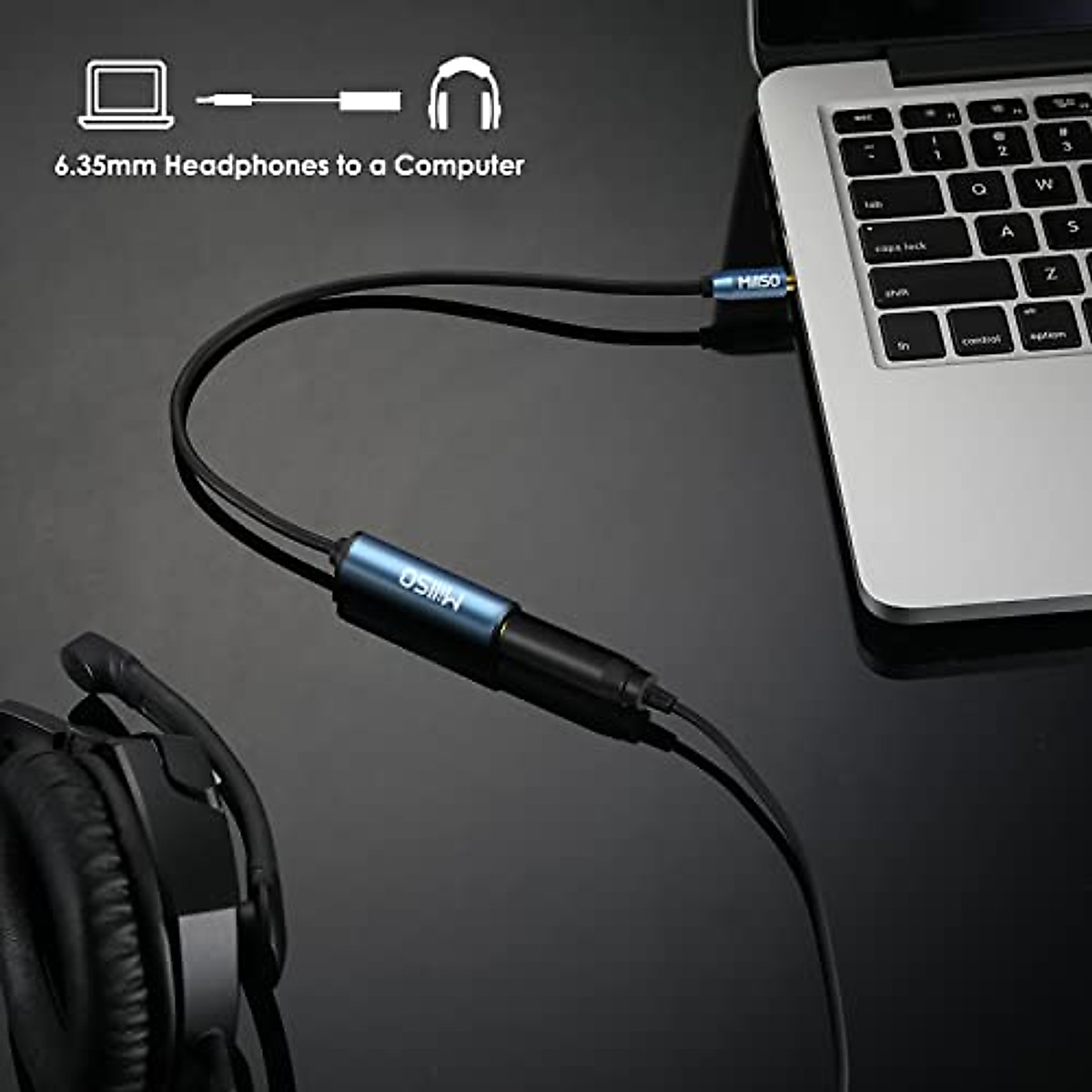 MillSO 1/4 to 3.5mm Headphone Adapter, TRS 6.35mm Female to 3.5mm Male 1/8 to 1/4 Stereo Audio Adapter for Amplifiers, Guitar, Piano, Home Theater Devices to Phone, Laptop, Headphones - 12inch/30cm