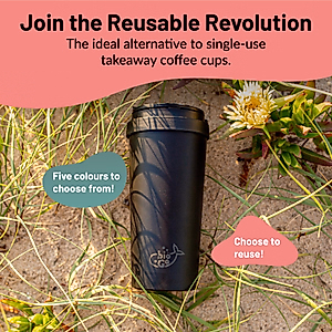 bioGo Cup, Rice Husk Fibre, BPA-Free, Double Wall Insulation Reusable Coffee Cups, On-The-Go Travel Mug, Screw Tight Lid, Textured Grip, Ultra Lightweight (Midnight Black, 16oz)
