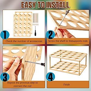 Sintuff 4 Pack Vinyl Roll Holder 80 Holes Bamboo Vinyl Storage Rack Easy to Assemble Vinyl Roll Storage Organizer for Craft Paper Roll Holder Craft Room