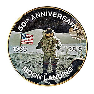 Moon Landing Eisenhower and Bicentennial Dollar Coin Set Layered in Gold| 50th Anniversary Special Edition |Certificate of Authenticity |Two Colorized 24 KT Gold Layered US Coins