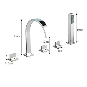 ItoNc Brass Five-piece Bathtub Faucet 5 hole Separated Split Bath Tub Hot and Cold Water Mixer Tap with Handheld Shower,Kitchen faucets, zq102612