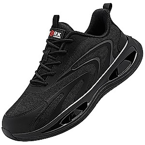 LARNMERN Steel Toe Shoes for Women Non Slip Work Safety Sneakers Lightweight Comfortable Breathable Tennis Shoe Industrial Construction Boots(10 Women, Black)