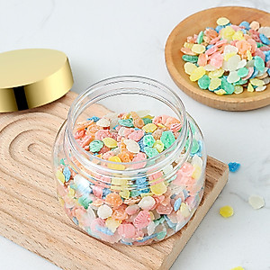 24 Pack 8 Oz Plastic Containers With Lids and Waterproof Label BPA Free - Refillable Transparent Cosmetic Containers for Body Butter,Sugar Scrubs,Cream,Lotions,Candy,Bath Salt (24, Gold)