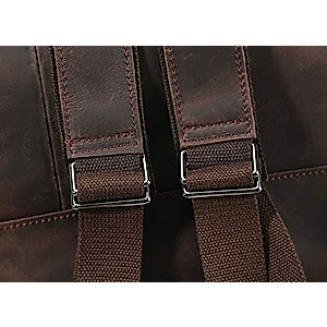 Polare Cowhide Leather 17.3'' Laptop Backpack Daypack Travel Bag School Bag Satchel