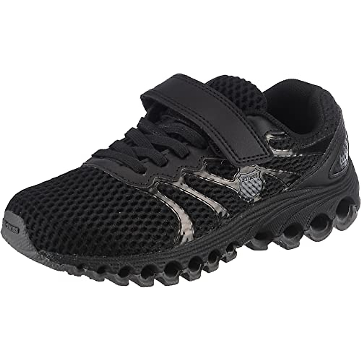 K-Swiss Boy's Tubes Comfort 200 Strap Training Shoe Cross Trainer, Black/Charcoal, 3 Little Kid