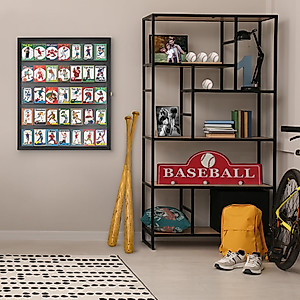 Americanflat 24x31 Baseball Card Display Case Lockable - Holds Up to 35 Collectible Cards - All-Star Collection - Wall Mount Trading Card Display Frame with Polished Plexiglass - Black Finish