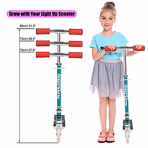 WeSkate Scooter for Kids with LED Light Up Wheels, Adjustable Height Kick Scooters for Boys and Girls Ages 3-12, Rear Fender Break, Folding Kids Scooter, 110lb Weight Capacity