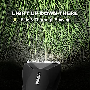 MANSPOT Electric Groin Hair Trimmer, Ball Trimmer/Shaver, Replaceable Ceramic Blade Heads, Waterproof for Wet/Dry Use, Standing Recharge Dock, 90 Minutes Shaving After Fully Charged( Metallic Black)