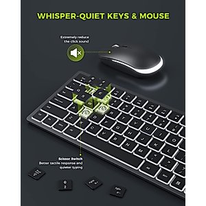 seenda Wireless Backlit Keyboard and Mouse Combo, 2.4G USB Silent Keyboard and Mouse Rechargeable Full-Size Ultra Slim Keyboard & Mouse Set for Windows PC Computer, Laptop, Desktop