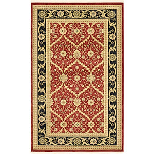Unique Loom Edinburgh Collection Oriental Traditional French Country Red Area Rug (5' 0 x 8' 0)