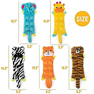 AWOOF Dog Squeaky Toys No Stuffing, Crinkle Dog Toy (Animals)