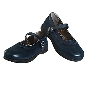 French Toast Girls Mary Jane Shoes School Kids Uniform Flats Ballet Strap Dress Flats (Navy) (Size 2 Big Kid)