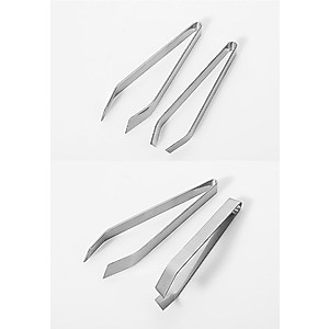 Daycount® Pack of 2 Fish Bone Tweezers, Chicken Feather Tweezer Stainless Fishbone Picker, Clean Tongs Salmon Bone Removal Durable Dishwasher Safe 4.7''