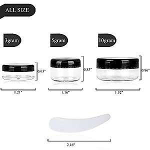 25PCS 10 Gram Sample Containers, 10ml Empty Jars with Lids, Small Cosmetic Containers, Mini Sample Jars with 2PCS Mini Spatulas for Make Up, Oils, Lotion, Powder, Paint, Jewelry, Lip Balms(Black Lid)