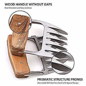1Easylife Metal Meat Shredder Claws, 18/8 Stainless Steel Meat Forks with Wooden Handle for Shredding, Pulling, Handing, Lifting & Serving Pork, Turkey, Chicken, Brisket