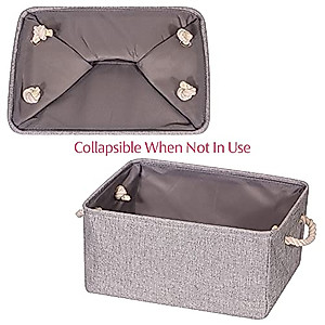 TENABORT 6 Pack Large Storage Basket Bin, Foldable Fabric Storage Cube Box Canvas Collapsible Cloth Organizer Containers with Handles for Home Office Clothes Closet, Gray