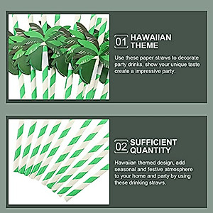 ABOOFAN Pineapple 50pcs Hawaiian Straws Paper Tropical Tree Straws Cocktails Drinking Straws Summer Beach Luau Party Supplies Luau Party Decorations