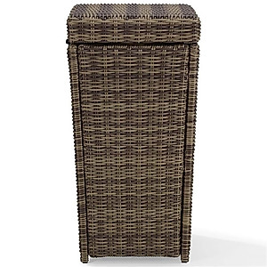 Afuera Living Modern Wicker Patio Trash Can in Weathered Brown
